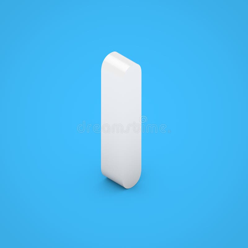 White Glossy Isometric Letter L Lowercase Isolated on Blue Background ...