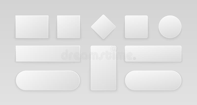 White Glossy Web Buttons. Set of Realistic 3d Icons, Internet Stickers ...