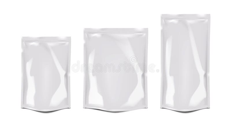 White Glossy Zip Lock Plastic Bag Vector Mock-up Set. Blank Zipper ...