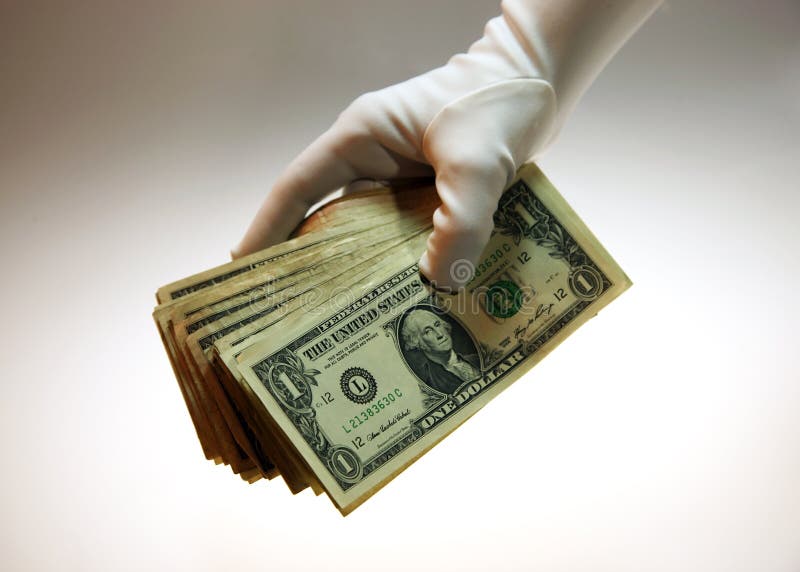 White glove stack of cash stock photo. Image of dollar - 8720326
