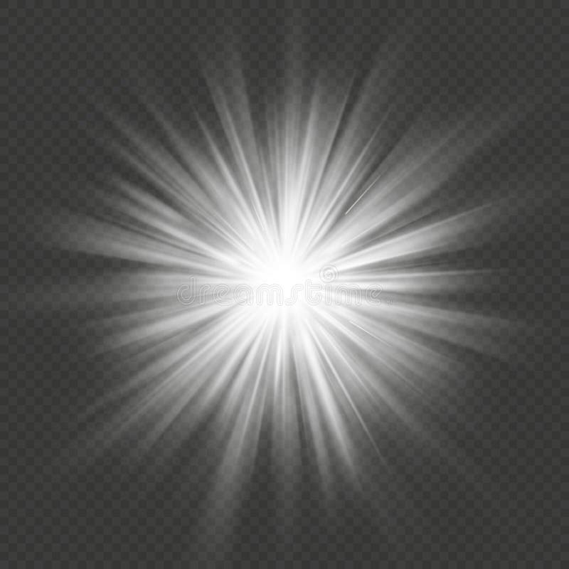 White Glow Star Burst Flare Explosion Transparent Light Effect. EPS 10 ...