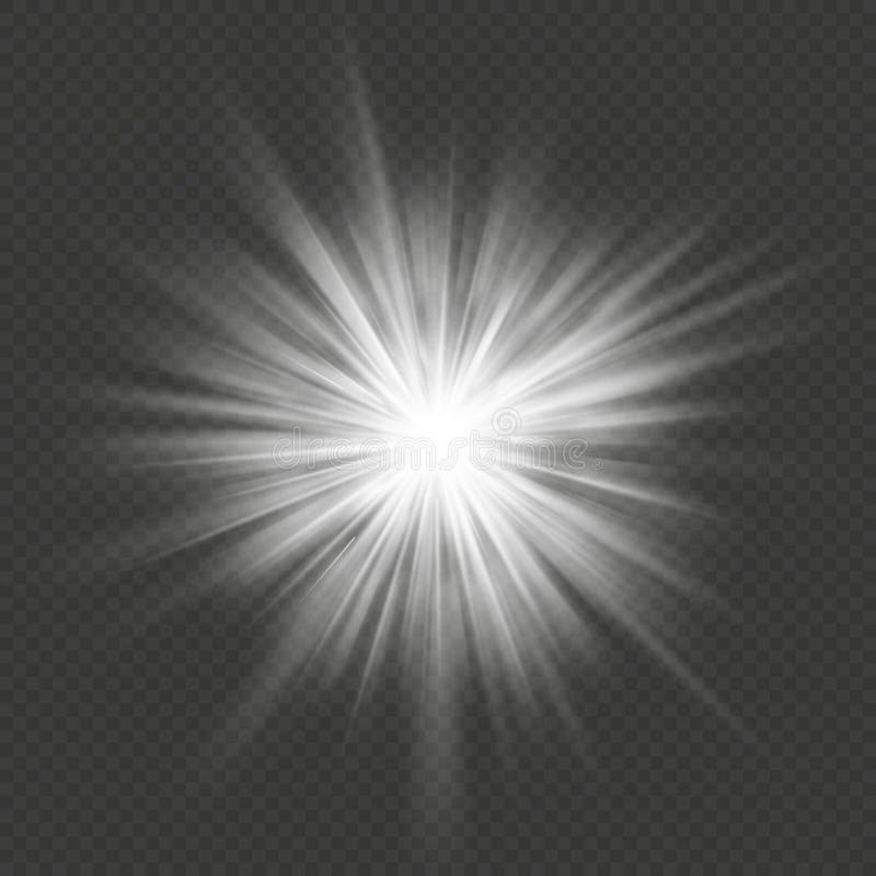 White Glow Star Burst Flare Explosion Transparent Light Effect. EPS 10 ...