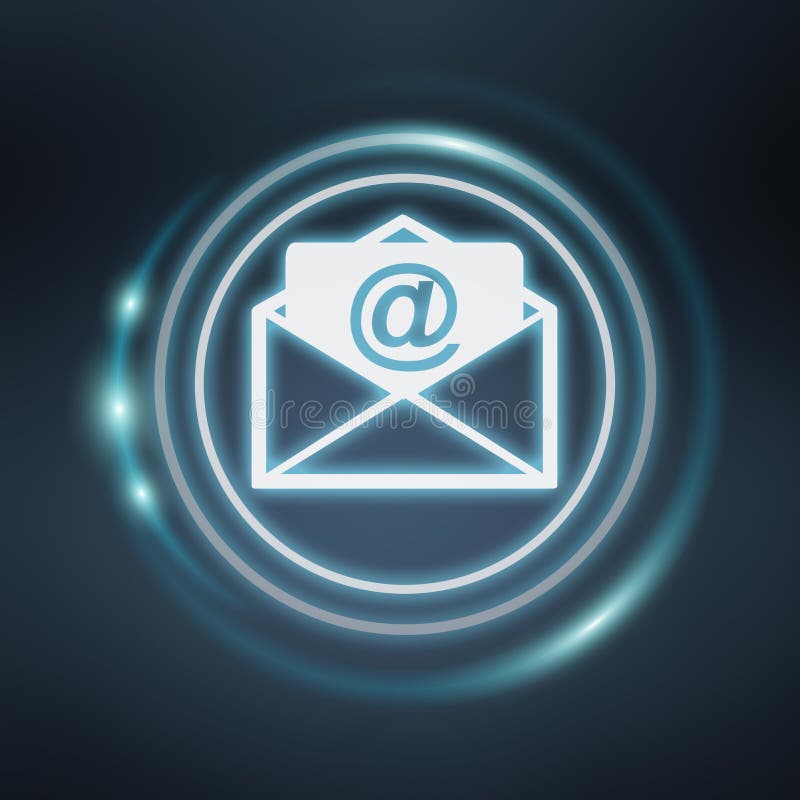White and Glowing Blue Email Icon 3D Rendering Stock Illustration ...