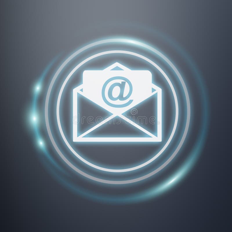 White and Glowing Blue Email Icon 3D Rendering Stock Illustration ...
