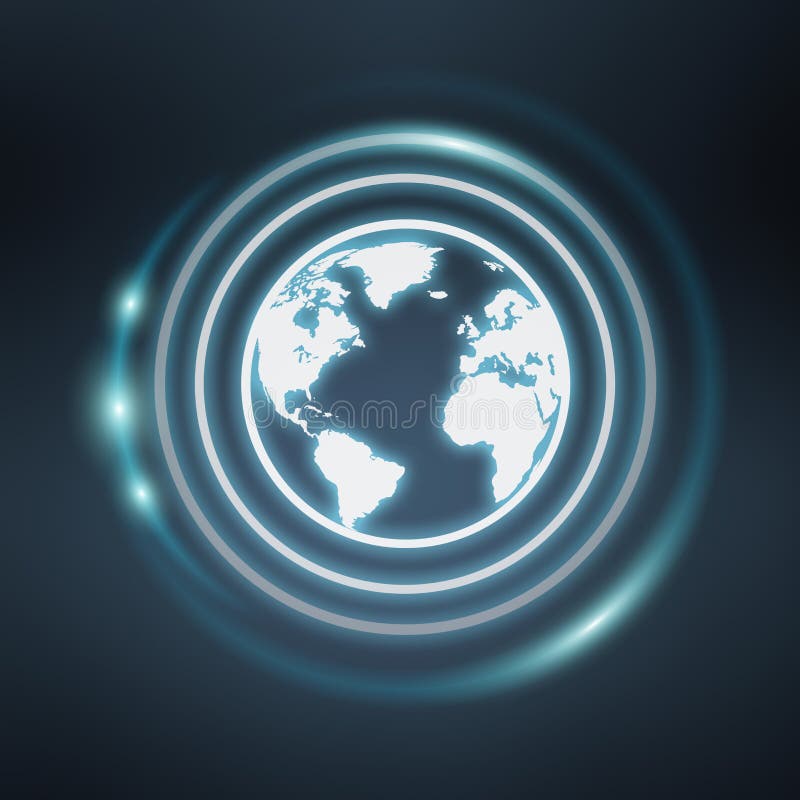 White and Glowing Blue Internet Icon 3D Rendering Stock Illustration ...