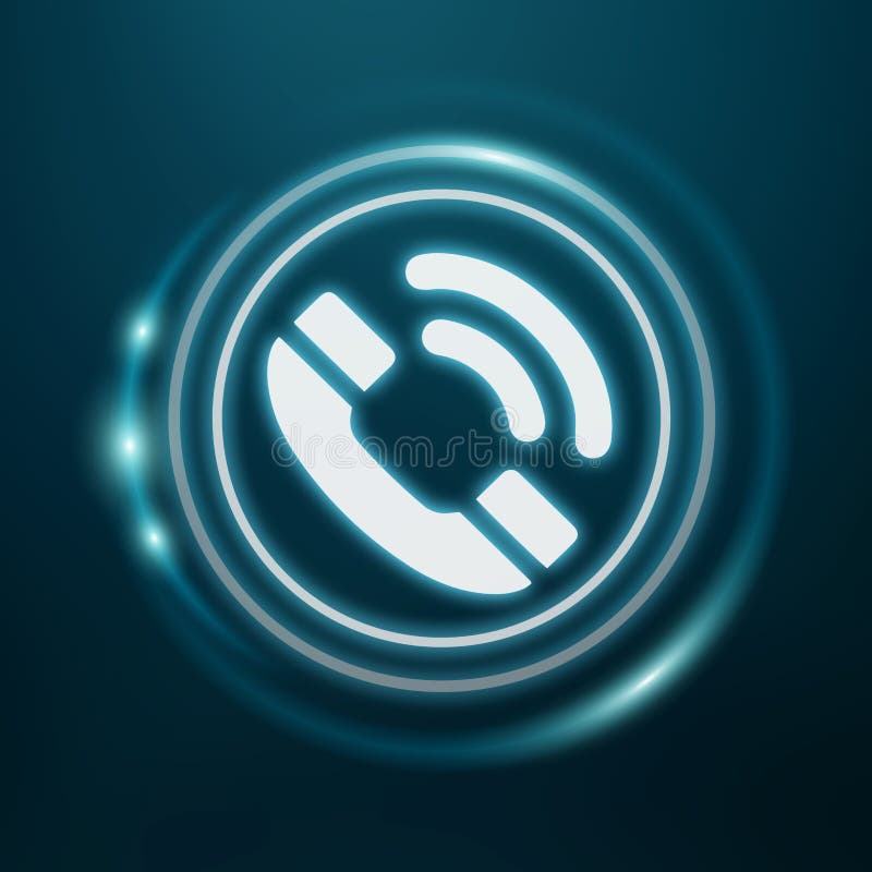 White and Glowing Blue Phone Icon 3D Rendering Stock Illustration ...