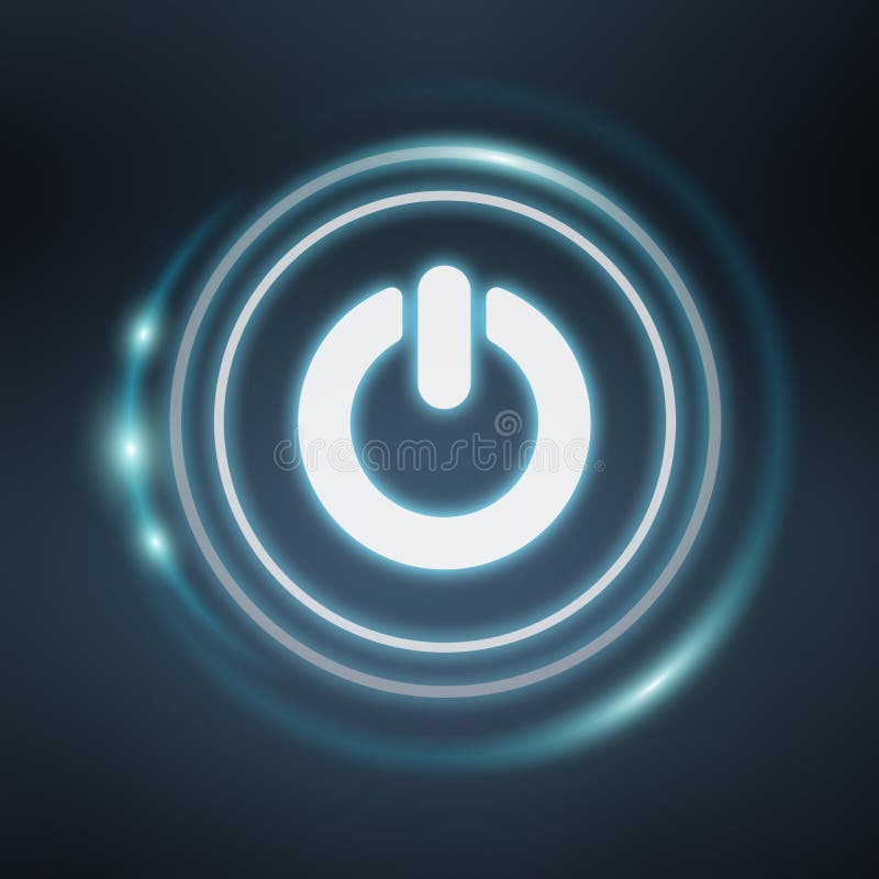 White and Glowing Blue Switch Power Icon 3D Rendering Stock ...