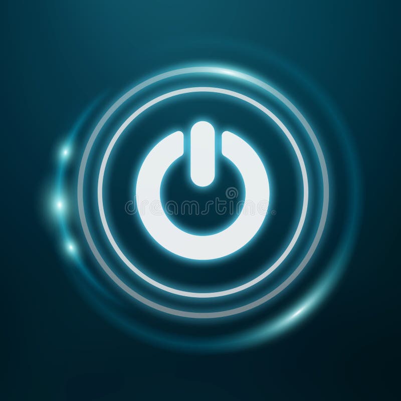 White and Glowing Blue Switch Power Icon 3D Rendering Stock ...