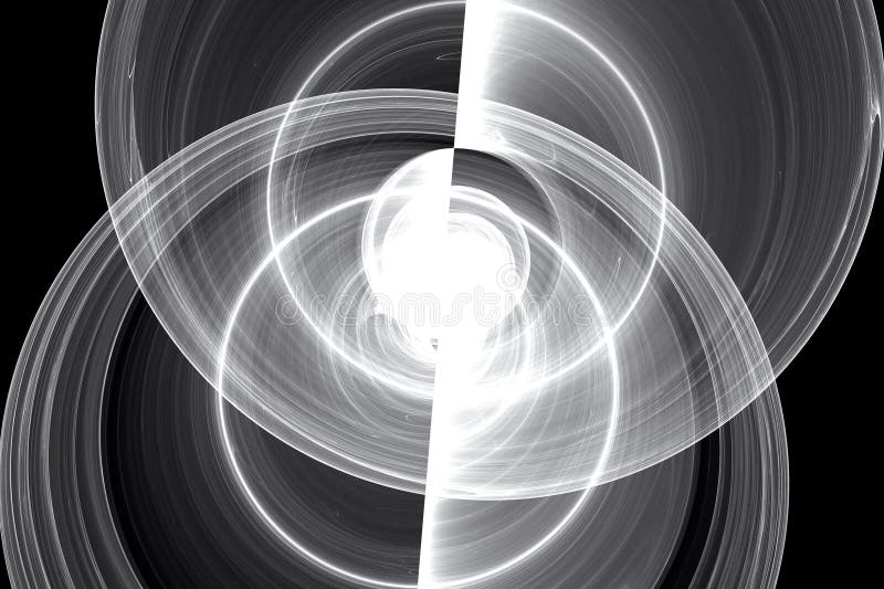 White Glowing Double Round Pattern of Crooked Waves on a Black ...