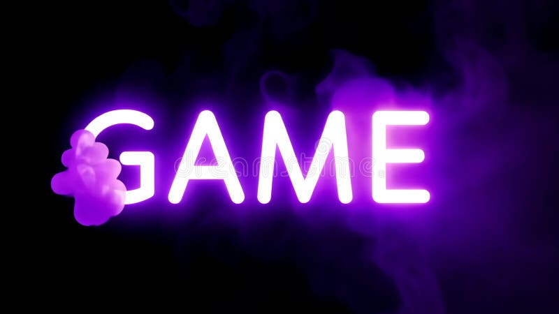 White Glowing GAME Text with Purple Smoke Effect on a Black Background ...