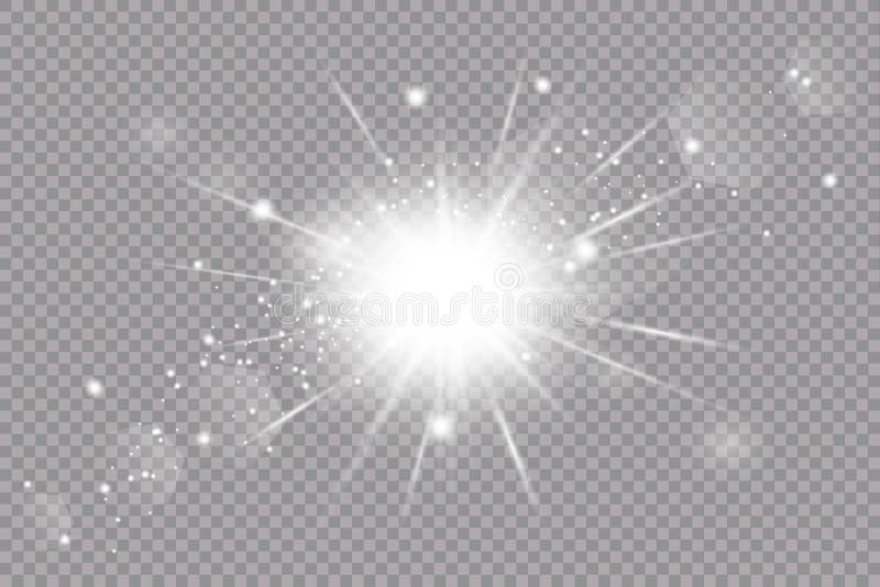White Glowing Light Explodes on a Transparent Background. with Ray. Transparent Shining Sun ...