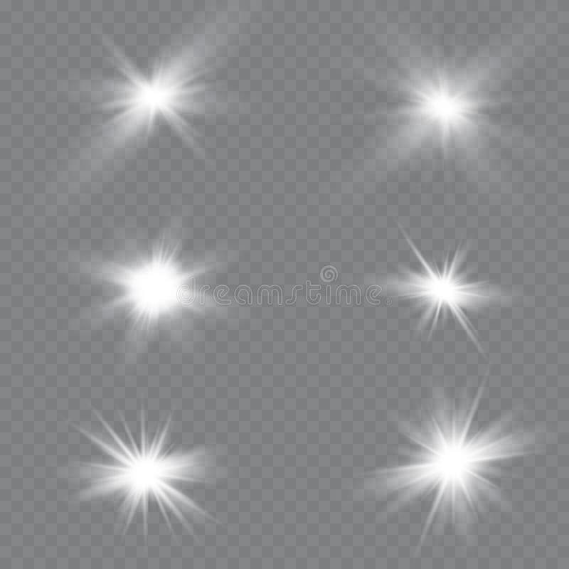 White Glowing Light Explodes on a Transparent Background. Sparkling ...