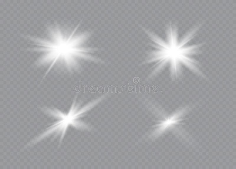 White Glowing Light Explodes on a Transparent Background. Sparkling ...