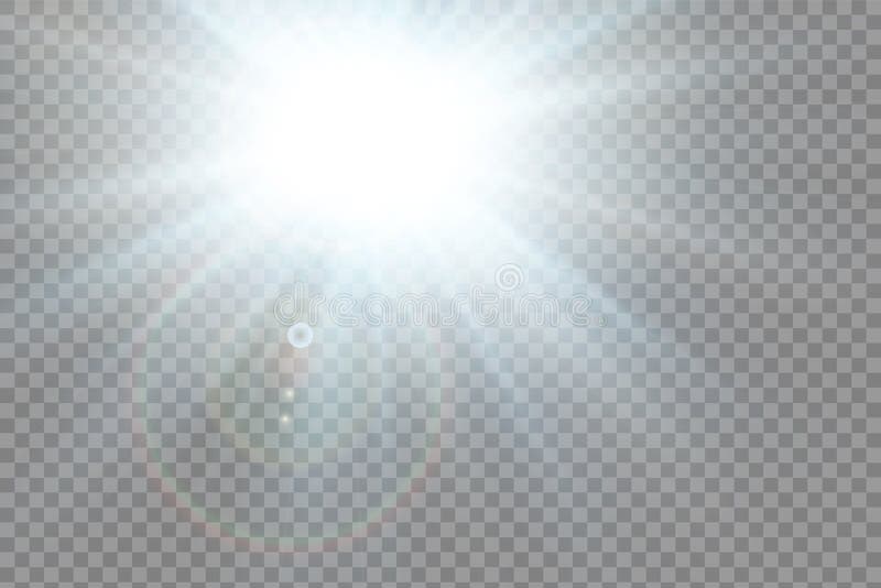 White Glowing Light Explodes on a Transparent Background. Sparkling ...