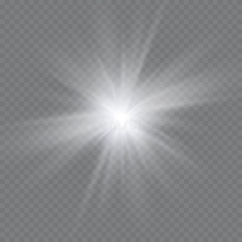 White Glowing Light Explodes on a Transparent Background. Vector ...