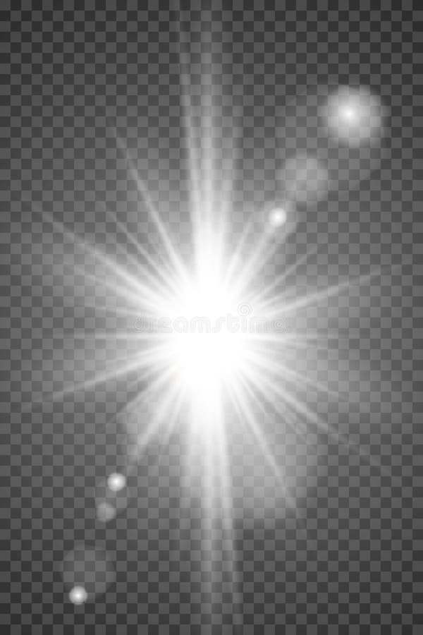 White Glowing Light Explodes on a Transparent Background. Sparkling ...