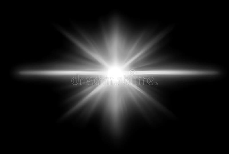 White Glowing Light Explosion with Sparkles on Black Background Stock ...