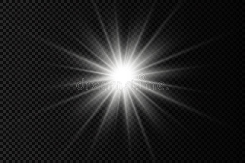 White Glowing Light Star, Burst Sun Rays. Stock Vector - Illustration ...