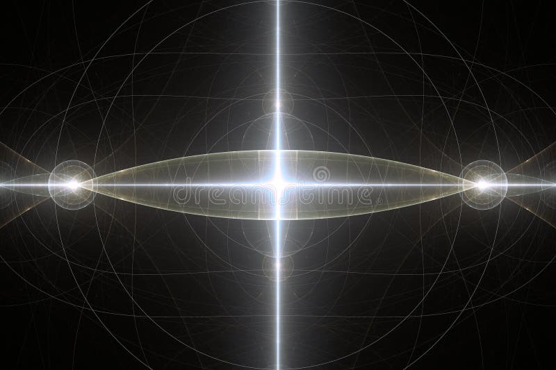 White Glowing Pattern of Curved Shapes and Rays on a Black Background ...