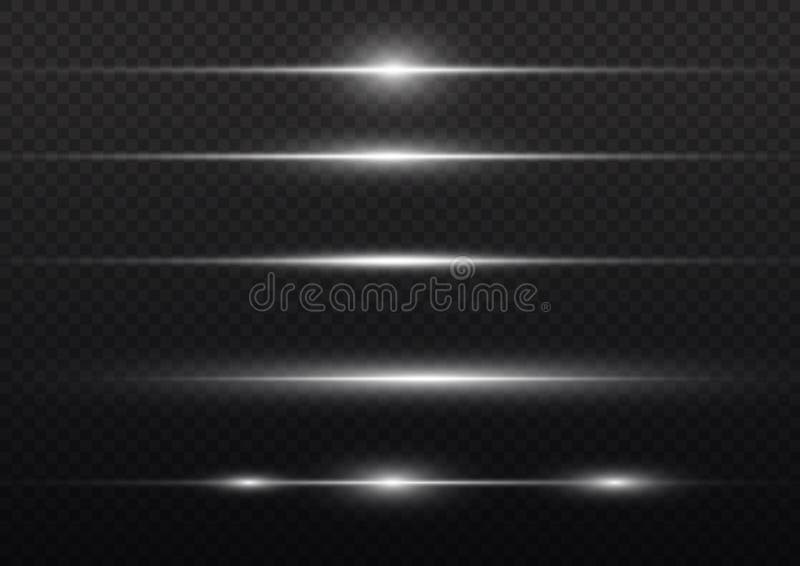 White Glowing Rays, Sparkle Horizontal Light Line Stock Vector ...