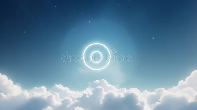 White Glowing Ring in a Blue Sky Stock Illustration - Illustration of ...