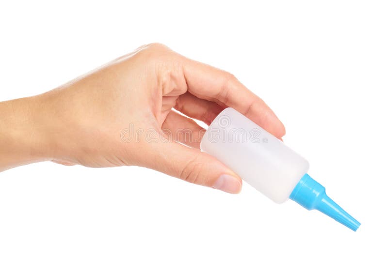 White Glue Container in Hand Isolated on a White Background Stock Image ...