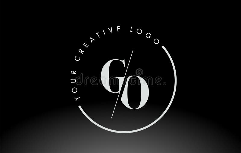 White GO Serif Letter Logo Design with Creative Intersected Cut Stock ...