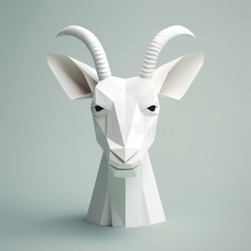 Minimalistic 3d White Goat Head Art Illustration in Formalist ...