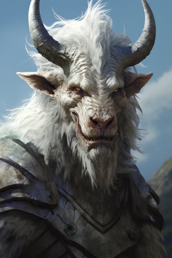 A White Goat with Horns and Armor Stock Illustration - Illustration of ...