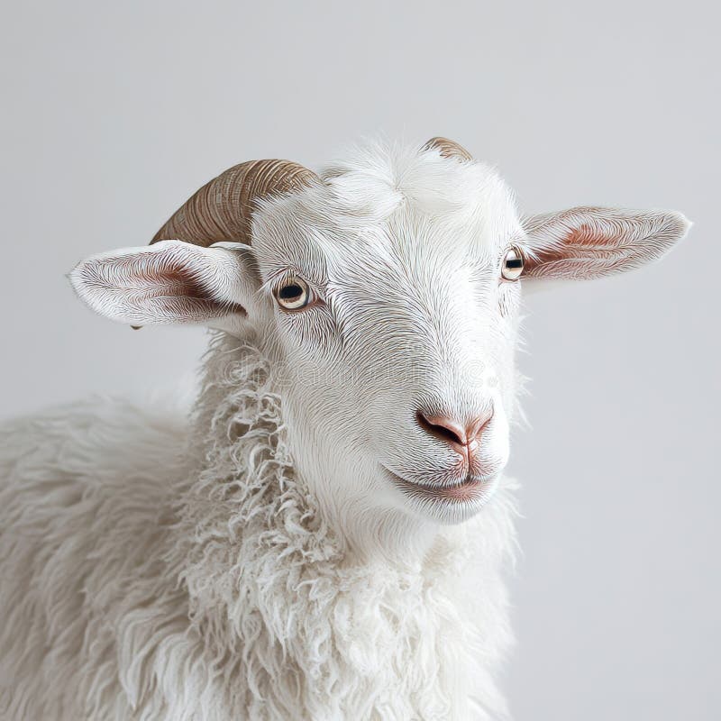 A White Goat with Horns is Isolated on a Transparent Background ...