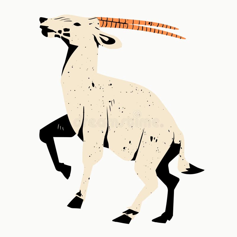 A White Goat with Orange Horns Stock Illustration - Illustration of ...