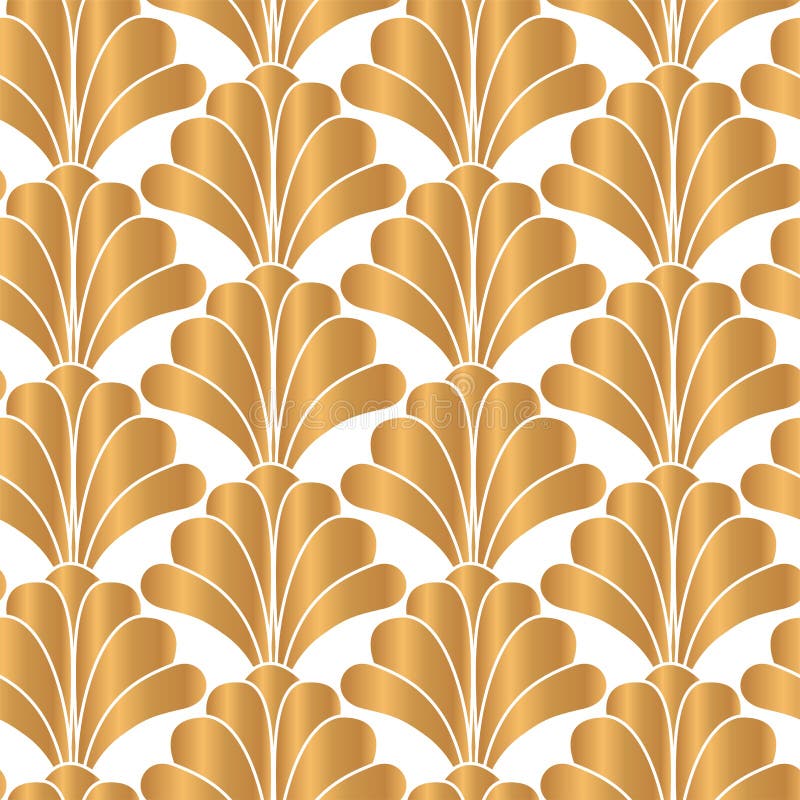 White and Gold Art Deco Gatsby Style Floral Seamless Pattern Stock ...