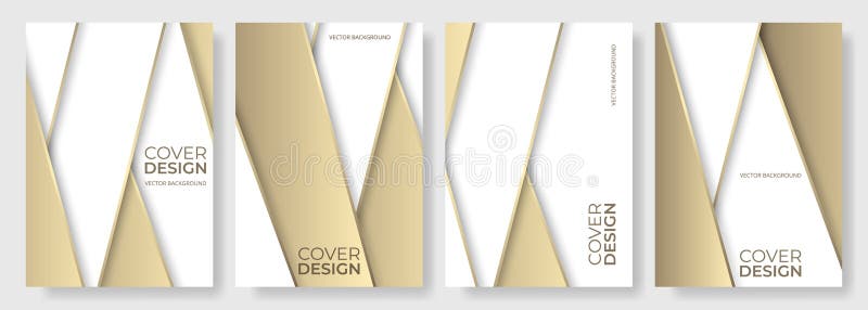 White and Gold 3D Abstract Modern Vertical Cover Design Set. Vector ...