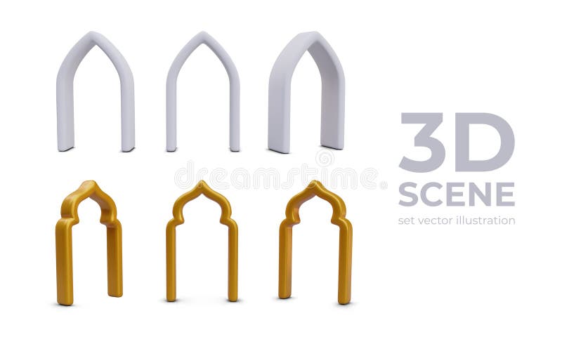 White and Gold Eastern Arch. Frame, Shape of Window, Door Stock Vector ...