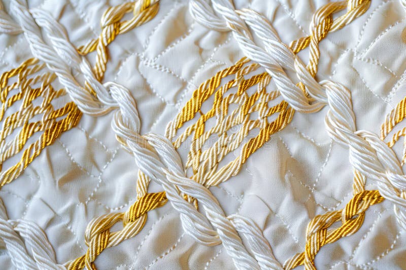 White and Gold Embroidery Texture Background, Abstract Embroidered ...