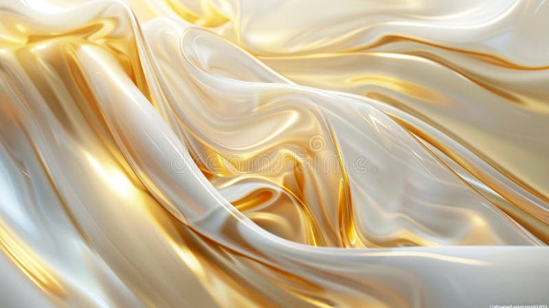 White and Gold Fabric Draped and Flowing Stock Illustration ...