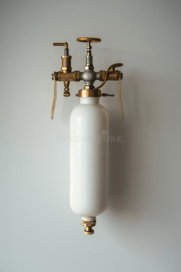 A White and Gold Fire Hydrant Mounted on a Wall. Ideal for Urban Design ...