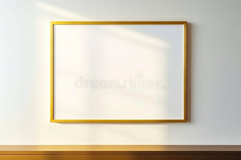 White and Gold Frame Hanging on Wall Above Table. Generative AI Stock ...