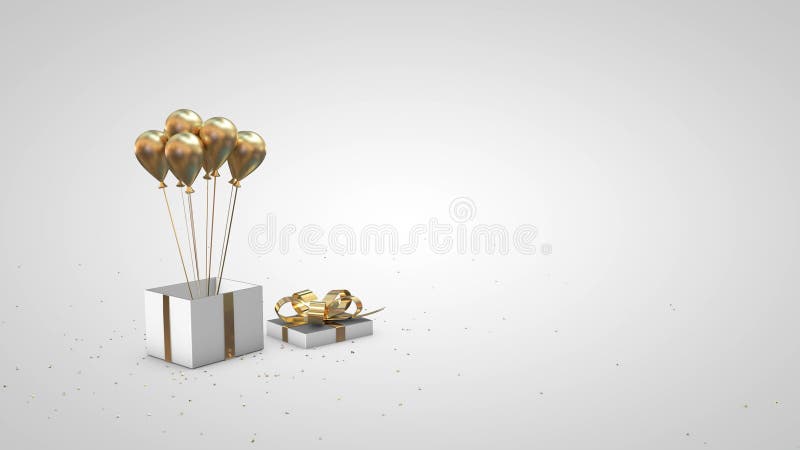 White Gold Gift Box with Balloons Popping Out of it Stock Footage ...