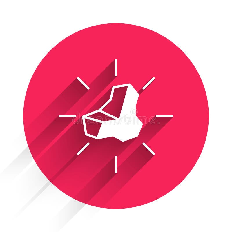 White Gold Nugget Icon Isolated with Long Shadow Background. Mineral ...