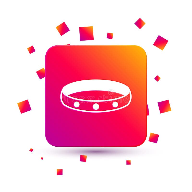 White Gold Ring Icon Isolated on White Background. Square Color Button ...