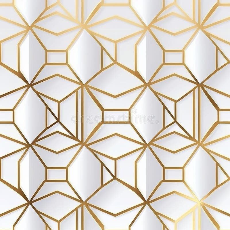 Best White Simple Abstract Geometric Vector Seamless Pattern with Gold ...