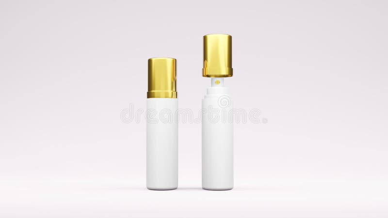White and Golden Color Bottle Package 3D Rendering Stock Illustration ...