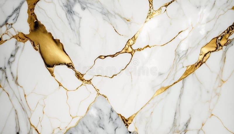 White-golden Marble, Texture. Generative Ai Stock Illustration ...