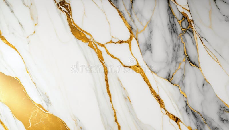 White-golden Marble, Texture. Generative Ai Stock Illustration ...