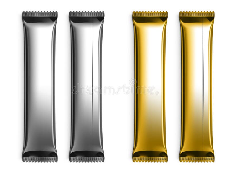 Golden sachet bag package stock illustration. Illustration of flex ...