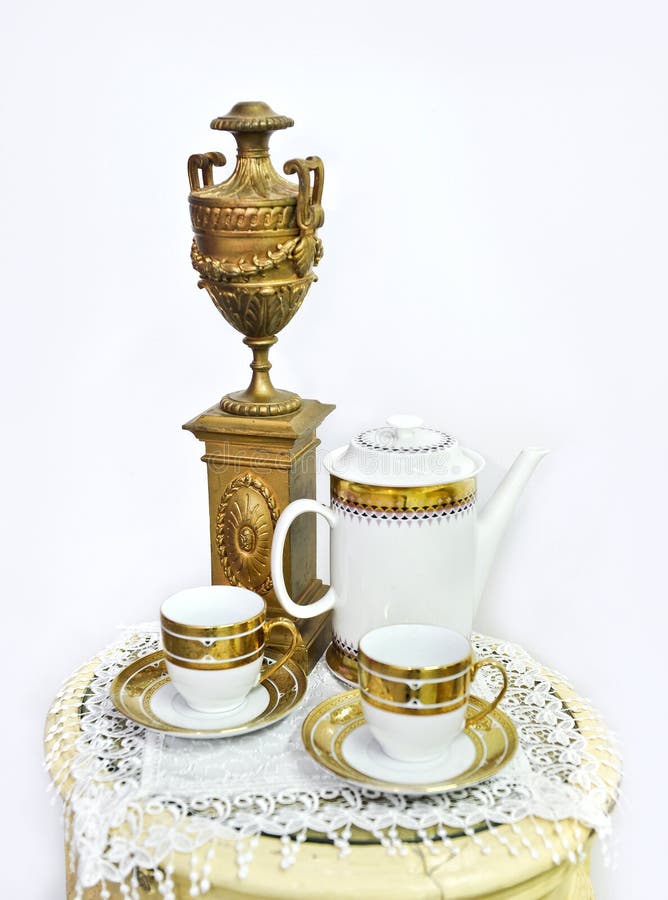 White and Golden Teapot Set Stock Photo - Image of rich, latte: 28939328