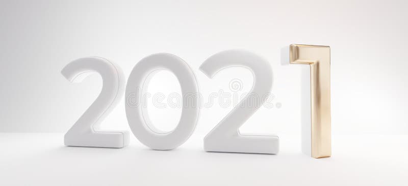 2021 White and Golden Thin Letters 3d-illustration Design Stock ...