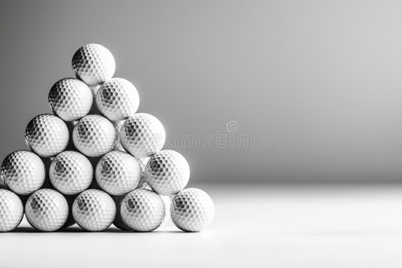 White Golf Balls Stacked in Pyramidal Shape Create Striking Visual ...