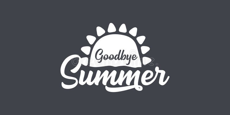White Goodbye Summer Vector Concept Text Label or Sticker on Orange ...